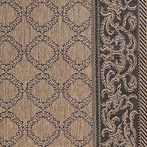 Couristan Recife Garden Lattice Indoor/Outdoor Area Rug, 8'6" Square, Cocoa-Black