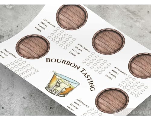 Bourbon flight tasting mat and guide sheet. Bourbon tasting guide for bourbon party. Bourbon placemats, Bourbon lover. Bachelor party games for bourbon party