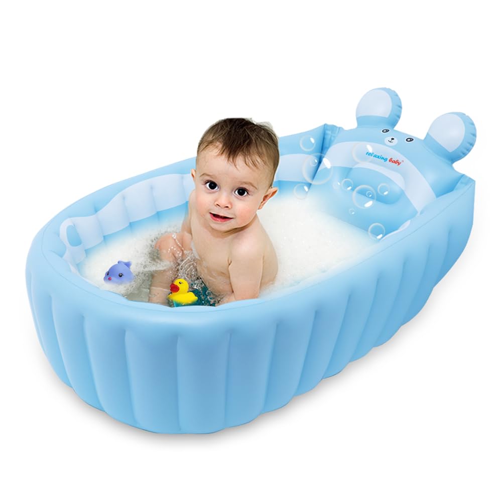 Relaxing Baby | Inflatable Tub,Newborn Bathtub Seat for Infant,Non-Slip Baby Pool for Sitting up,Foldable Toddler Tub Shower,Portable Travel Bath for Kids 0-6 Year