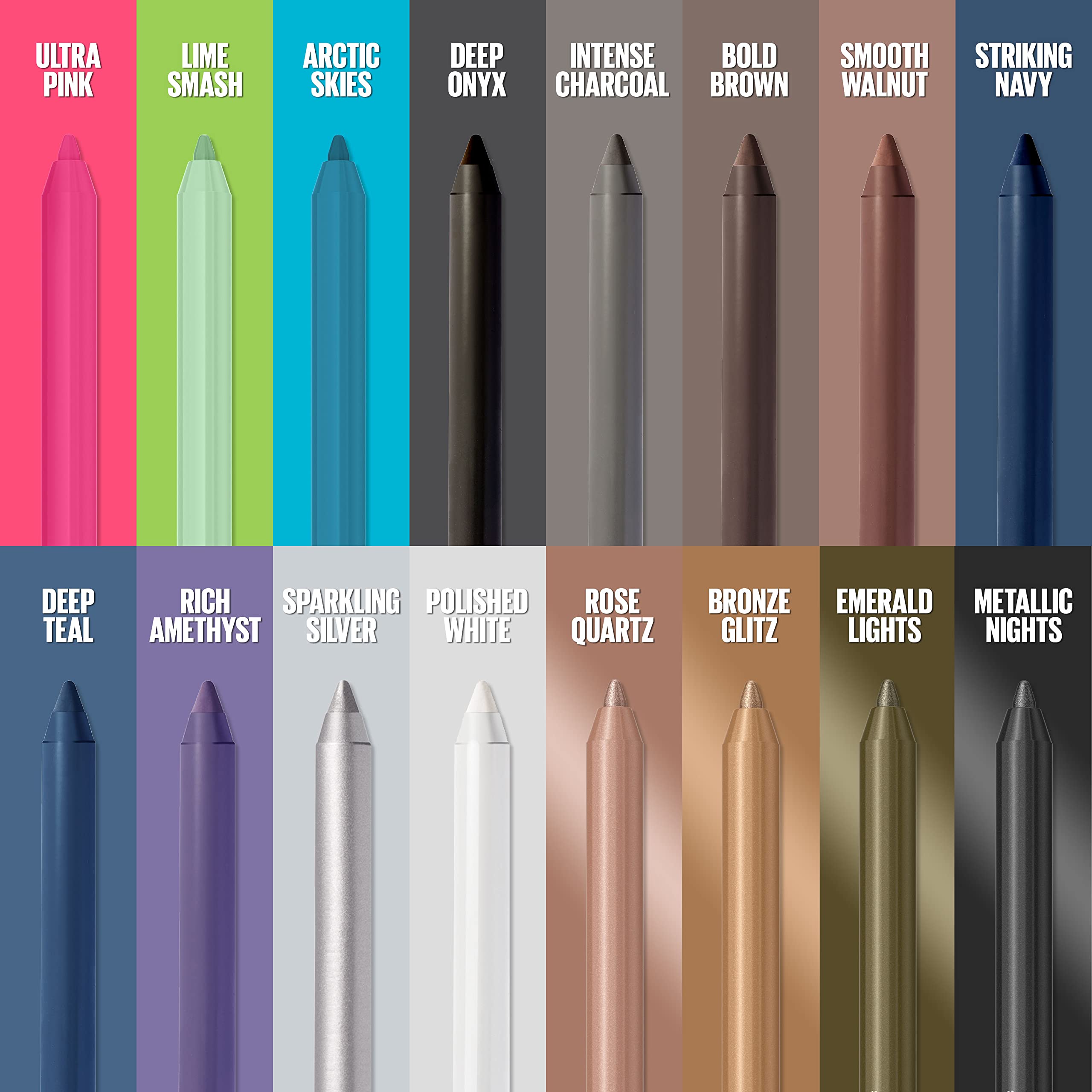 Maybelline TattooStudio Long-Lasting Sharpenable Eyeliner Pencil, Glide on Smooth Gel Pigments with 36 Hour Wear, Waterproof, Sparkling Silver, 1 Count
