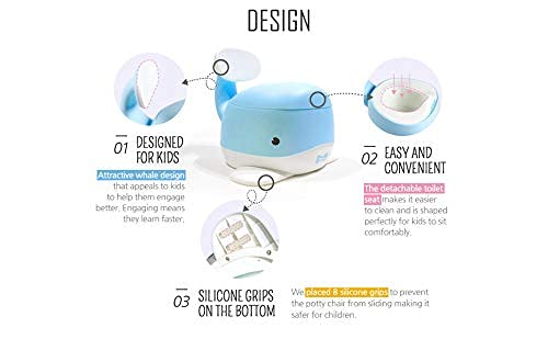 Petinube Whale Potty Training Toilet for Infant and Toddler, Anti-Splash, Easy Clean (Blue)