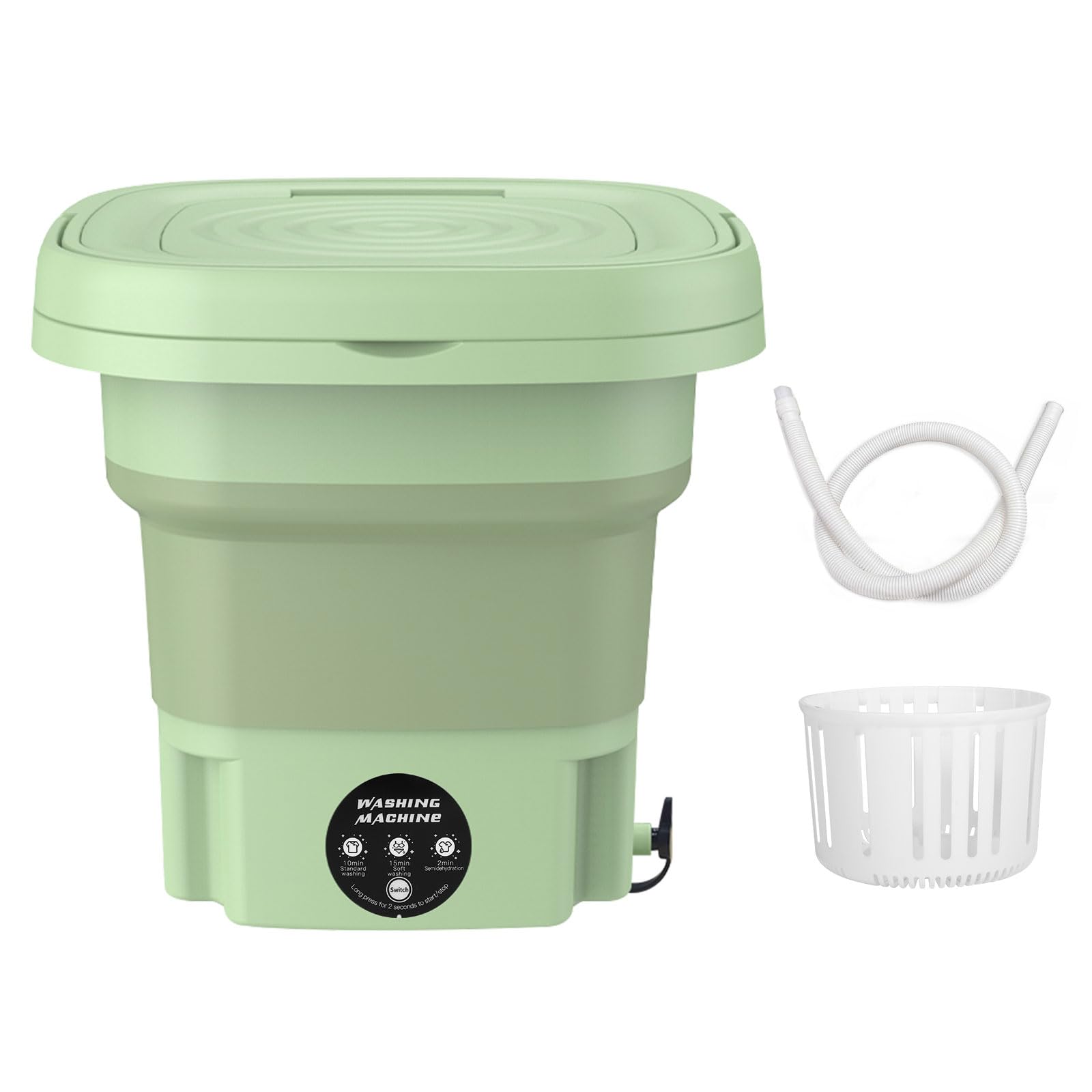 8L Portable Washing Machine, Foldable Mini Small Washing Machine for Socks, Underwear or Small Items for Apartment, Dorm, Camping, RV Travel laundry Green