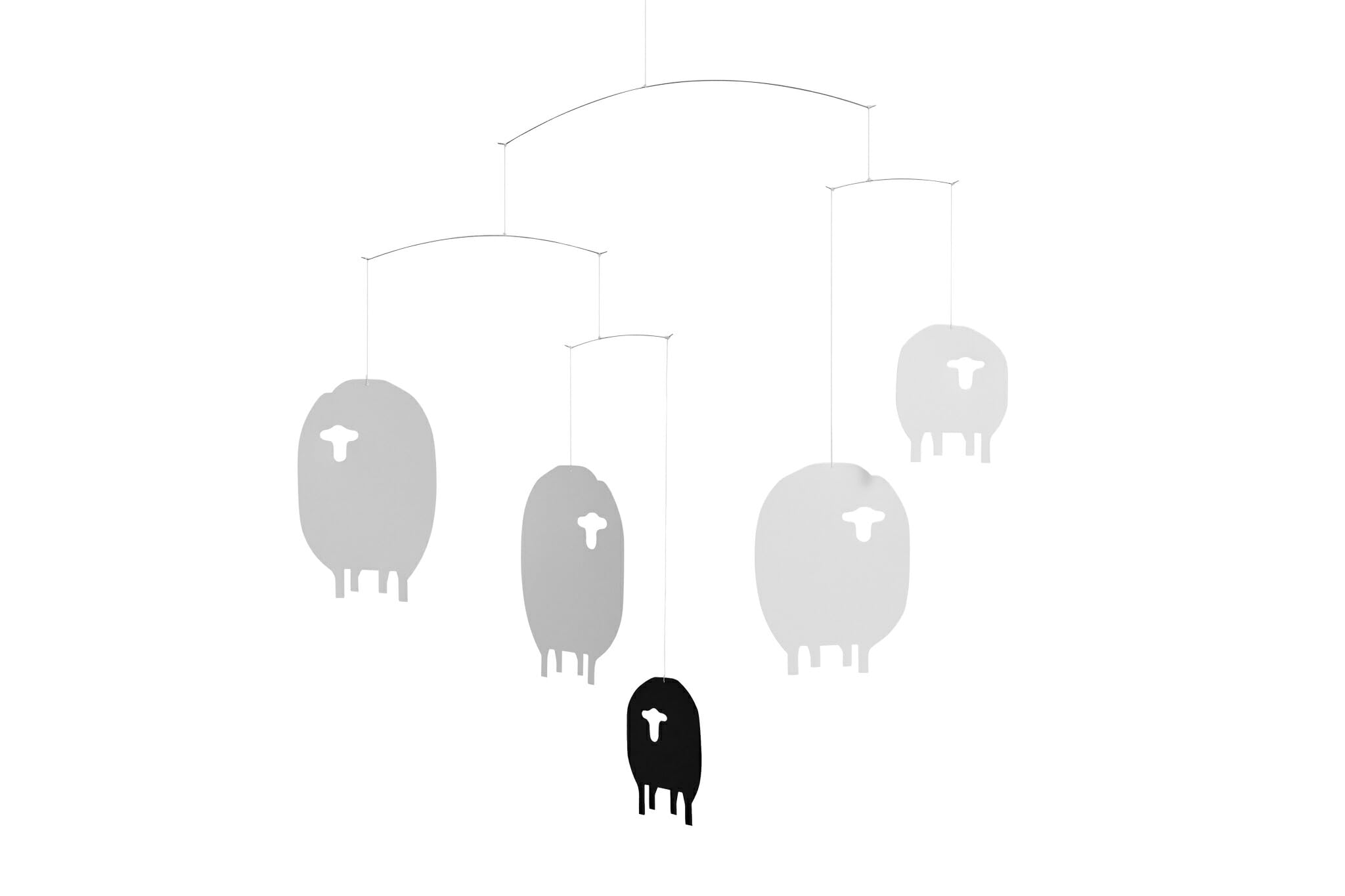Flensted Mobiles Sheep Hanging Nursery Mobile - 17 Inches Plastic - Handmade in Denmark - Conversation Piece and Room Decor - Unisex - Wall Mount