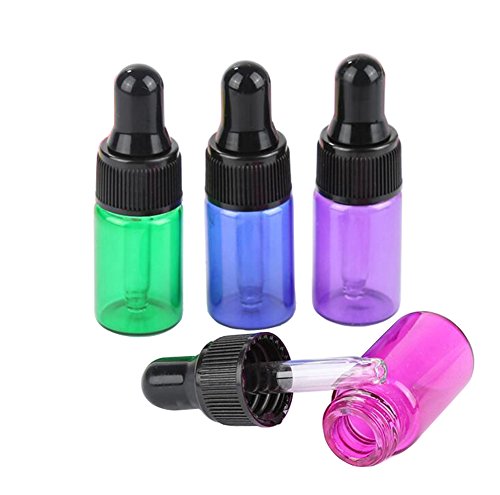 Wresty Multicolor Glass Dropper Bottles Mini Essential Oils Dropper Bottles Empty Refillable Perfume Sample Bottle Makeup Glass Vials With Dropper Pipette 2ml Transfer Pipettes 30 Packs Set (3ml)