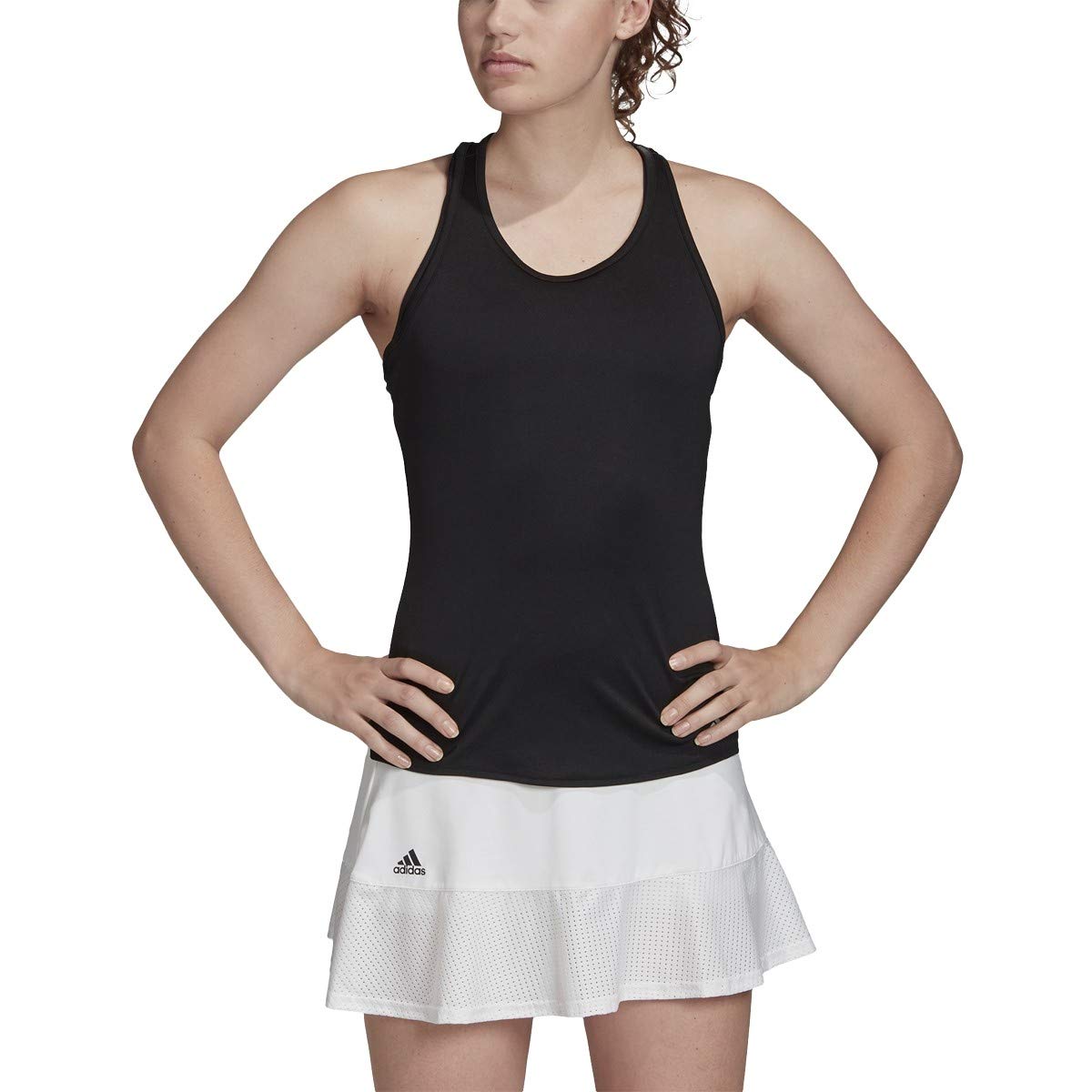 adidas womens Club Tennis Tank Black/Matte Silver/White Large