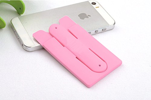 Kinteshun Card Holder with Cell Phone Stand,Stick-on Silicon Rubber Smartphone Sleeve Support Wallet(6pcs)