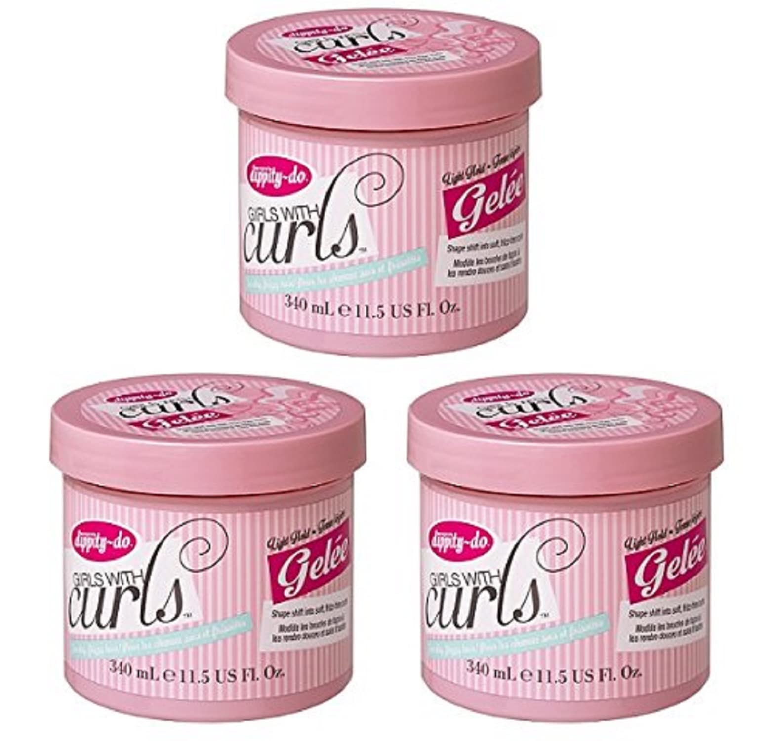 Dippity Do Girls with Curls Light Hold Gelee - Shape, Smoothe & Separate Your Curls - Formulated with Aloe, Vitamin E & Wheat Protein for Frizz-Free & Never Crunchy Curls - 340 mL/11.5 fl oz - 3 Pack
