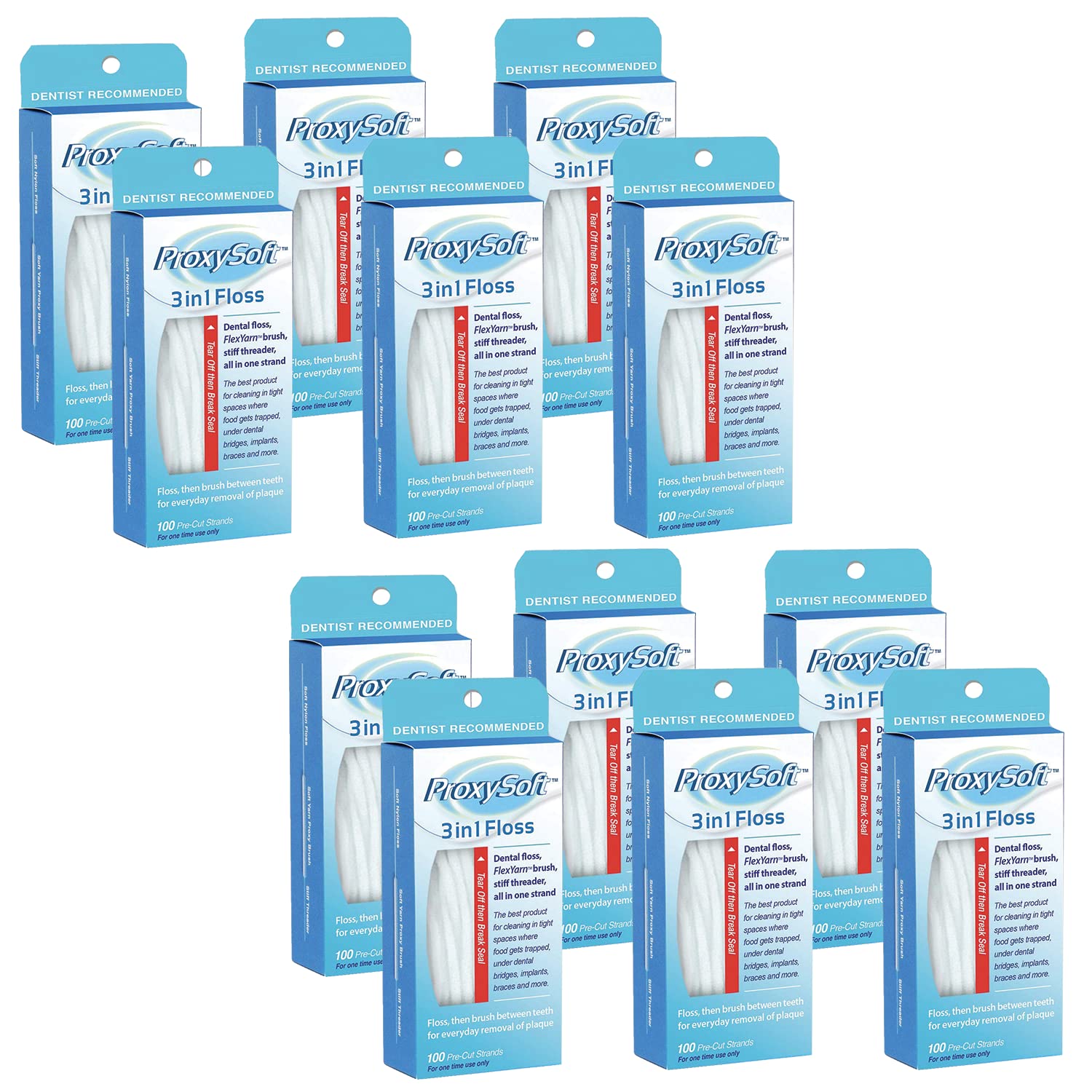 ProxySoft Periodontal Floss, 12 Packs - Dental Floss Threader, Braces Floss and Thick ProxyBrush for Daily Care of Periodontal Disease and Gum Health - Orthodontic Flossers for Braces and Teeth