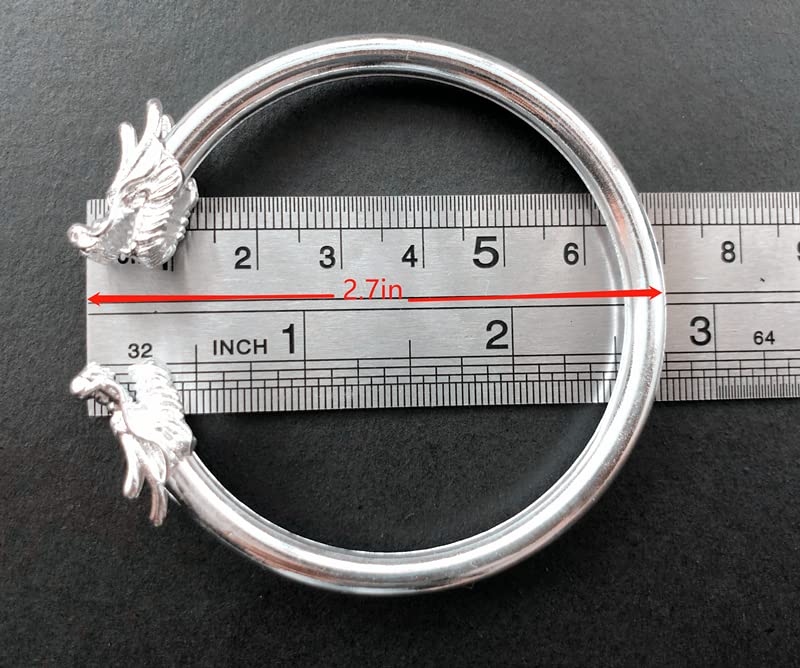 AdjustableSterling Silver Bangle Bracelet, Blue Diamond Bracelet,Sterling Silver Bracelet for Women,Women 925 Sterling Silver Bracelet Double Dragon's Head Cuff Bangle