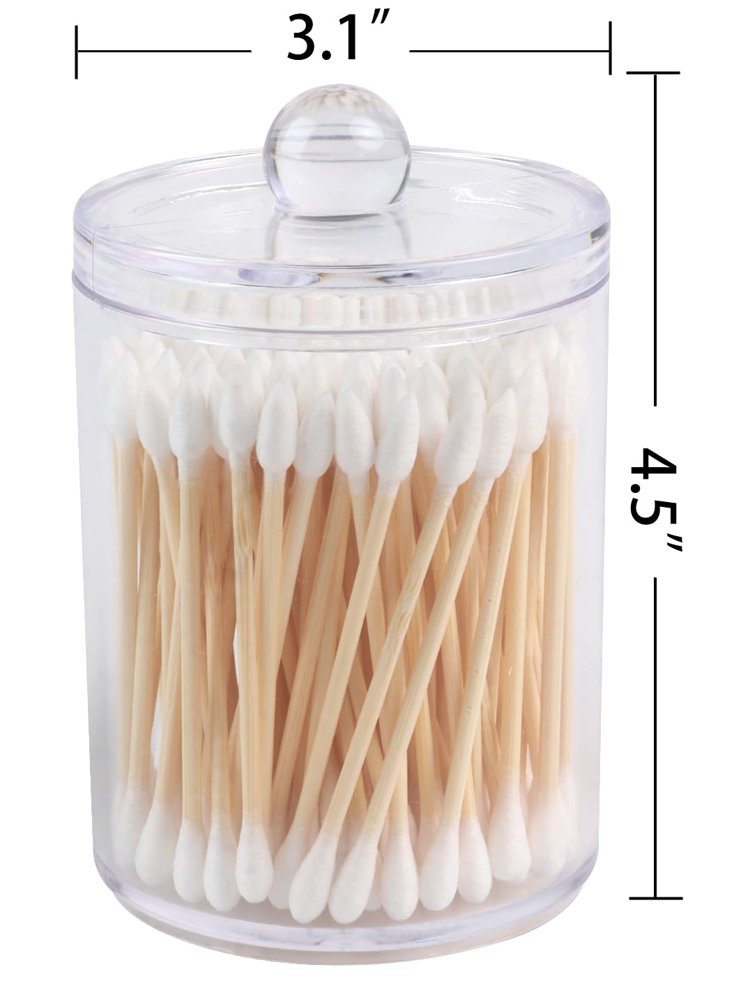 Aynoo 1 Pack Qtip Holder Dispenser Apothecary Jars for Cotton Swabs, Cotton Pads, Floss Picks Vanity Makeup Storage Organizer Set, Clear, 1 Pack, 12 oz
