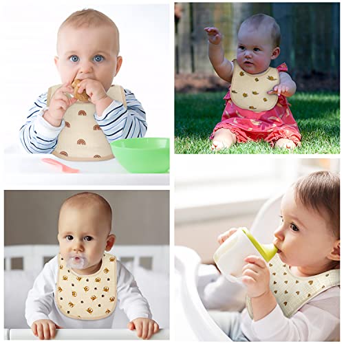 DOSMINE Muslin Baby Bibs Baby Drooling Bibs Button Bibs Unisex 6-Layer Bibs Organic Cotton Baby Drool Bibs for Teething Feeding Bibs