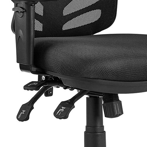 Amazon Basics Ergonomic Mid-Back Mesh Desk/Computer Chair with Adjustable Seat, Armrests, and Lumbar Support, Black, 21.26" x 25.59" x 39.17"