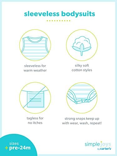 Simple Joys by Carter's Baby Girls' Sleeveless Bodysuit, Pack of 6, Multicolor/Dots/Hearts, 0-3 Months