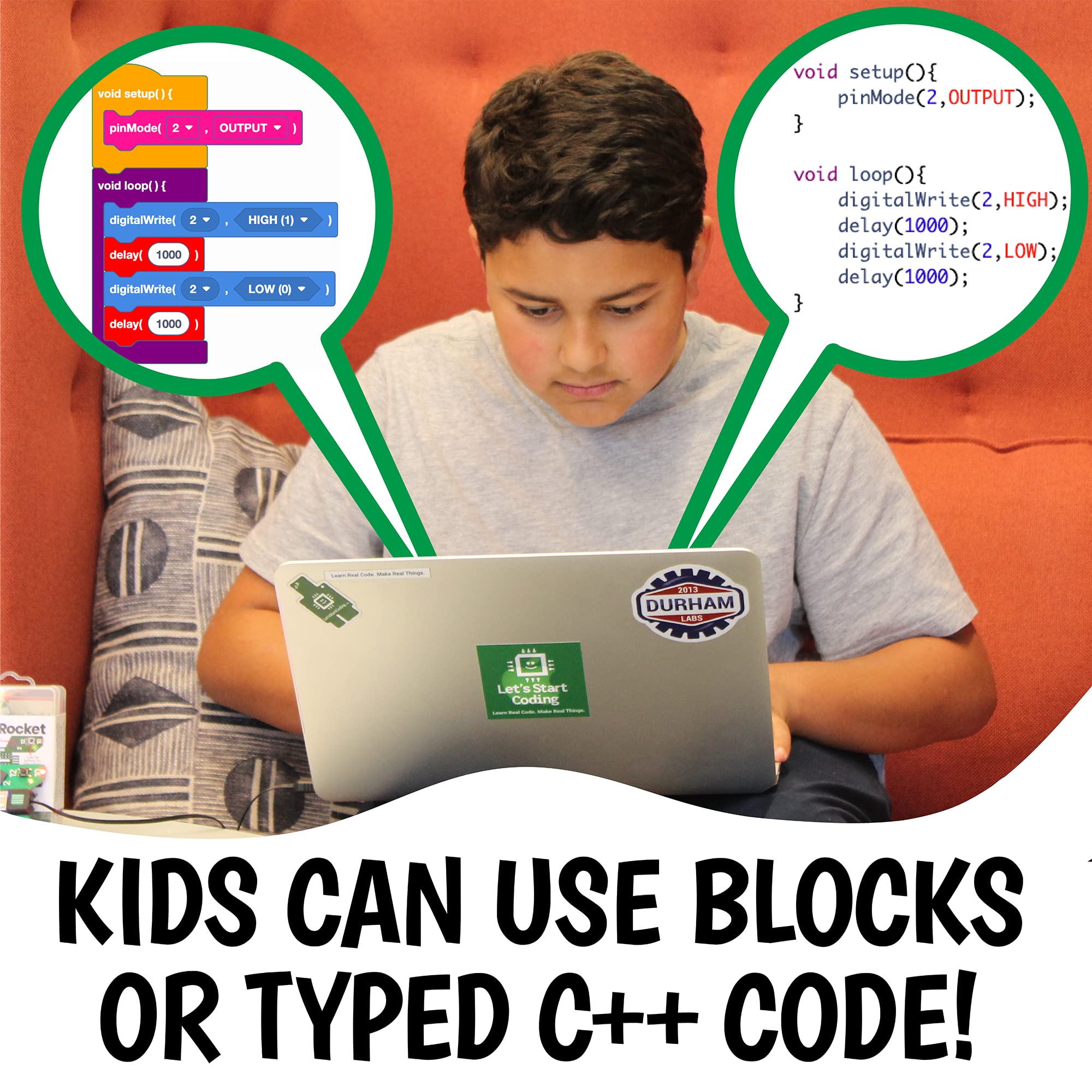 Code Rocket Coding Toy for Kids 8+. Girls & Boys Learn Block & Typed C++ Programming with Circuits. 20+ Space-Themed Projects Teach Code Hands-On. All-Inclusive Coding Game for Kids Ages 8-12+ & Teens
