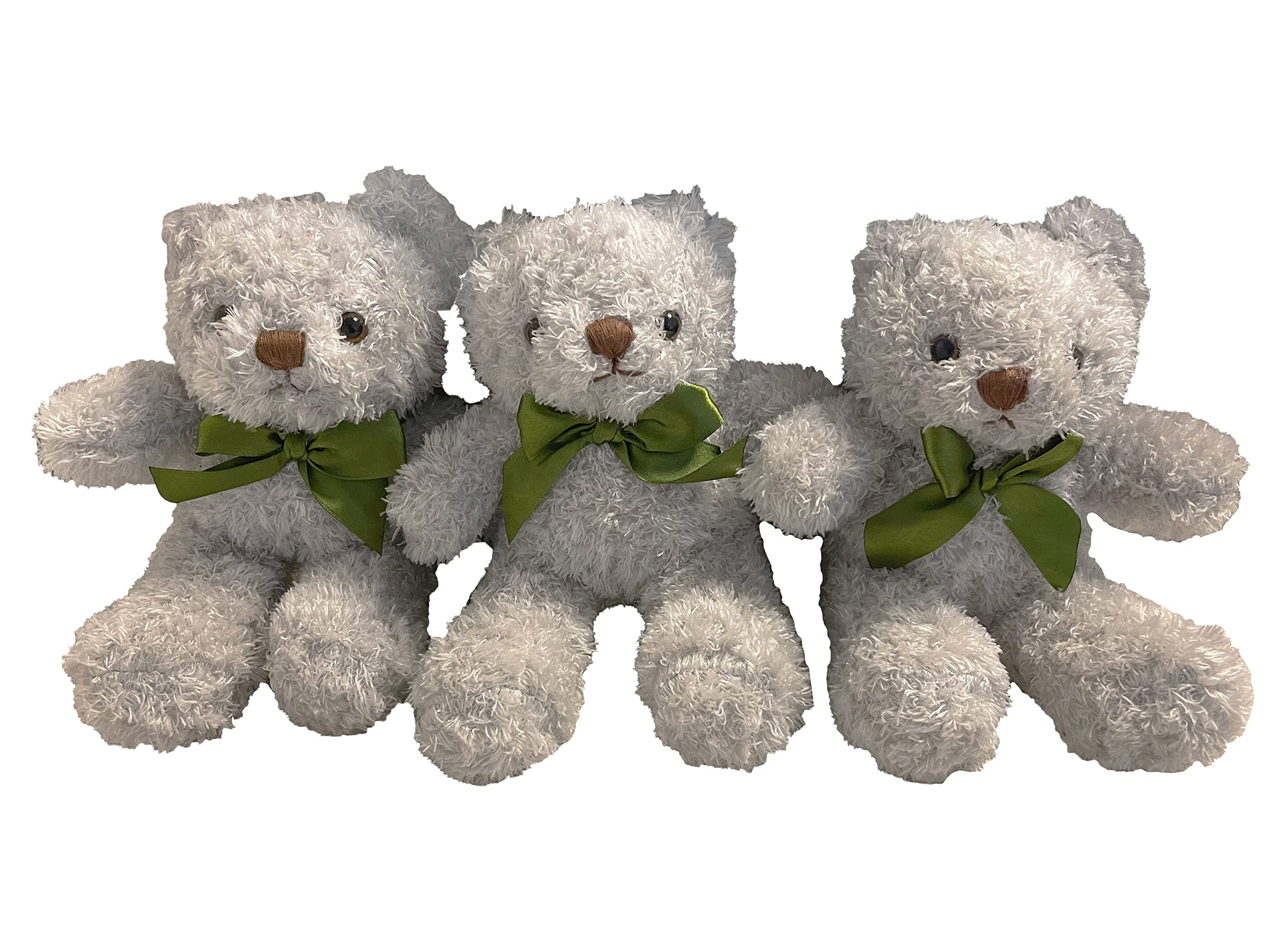 Fluffuns Teddy Bear Plush - Cute Teddy Bears Stuffed Animals - 3-Pack of Stuffed Bears - 9 Inch Height (Gray)