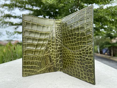 Double side Moss Green Crocodile Alligator leather skin Credit Cardholder, leather credit cardcase, leather creditcard cover