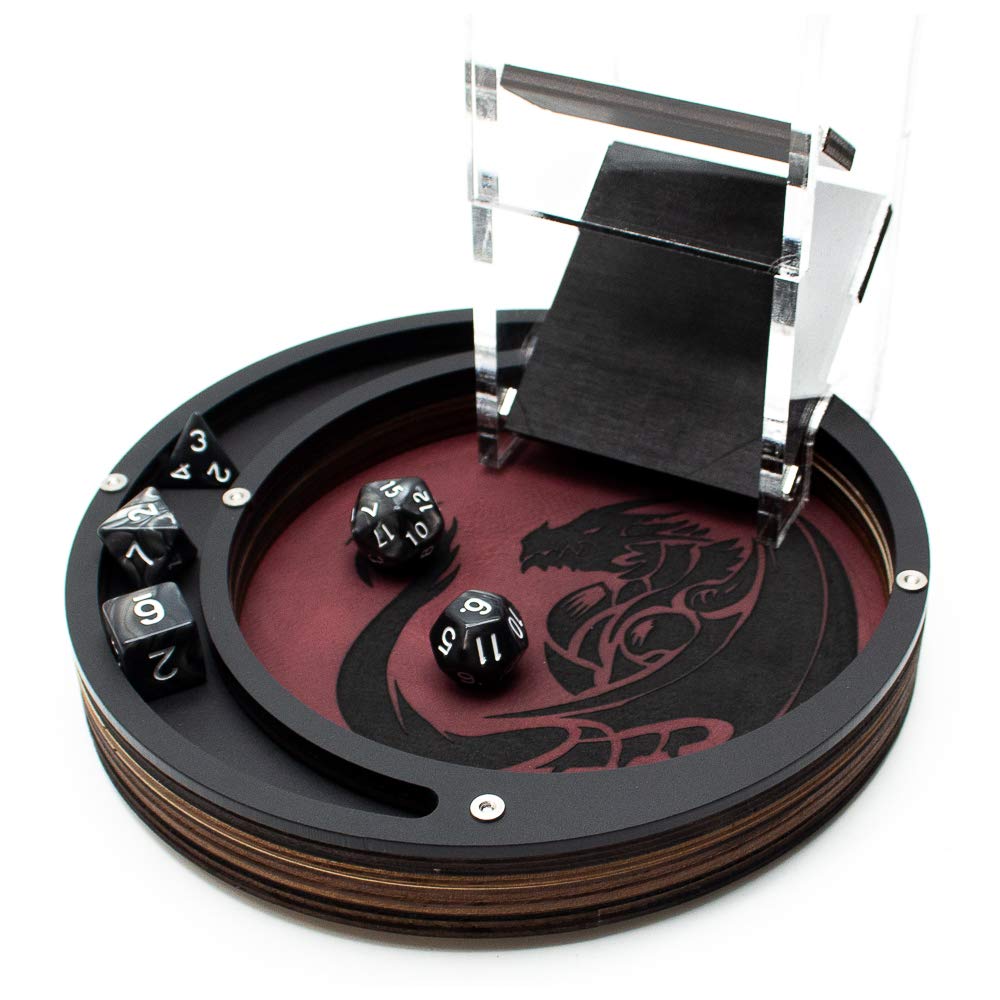 C4Labs 7.25" Padded Vegan Leather Eclipse Dice Tray - Dragon