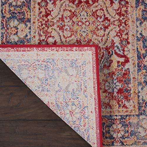Nourison Global Vintage Persian Red 2' x 6' Area -Rug, Easy -Cleaning, Non Shedding, Bed Room, Living Room, Dining Room, Kitchen (2x6)