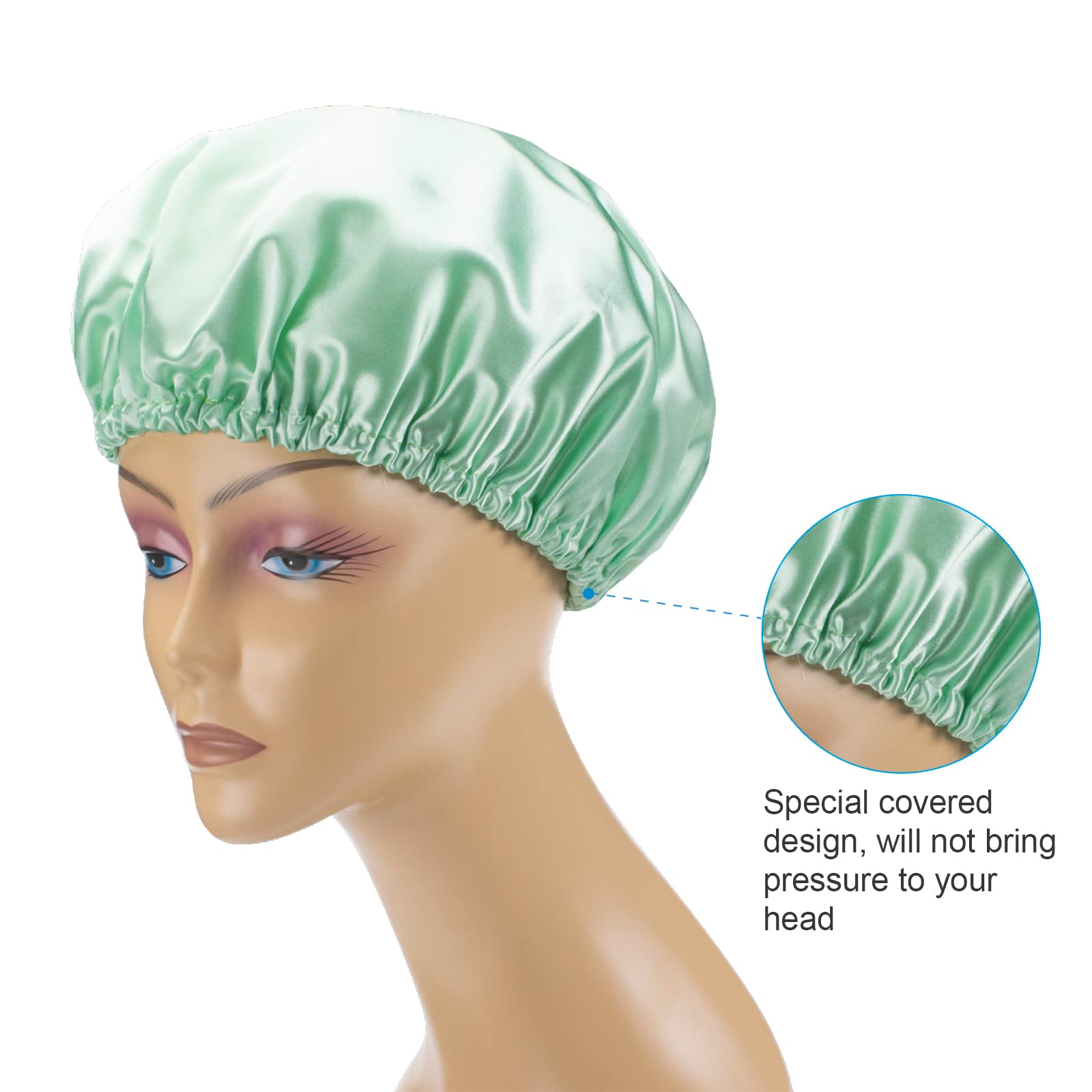 AmazerBath Shower Caps for Women Reusable Waterproof, 4 Pack Women Shower Caps Reusable EVA Hair Cap for Shower Double Protection Layers Elastic, Medium Size