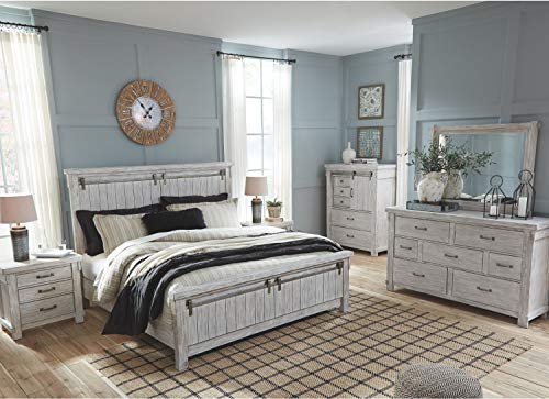 Signature Design by Ashley Brashland Farmhouse 7 Drawer Dresser with Dovetail Construction, Textured White