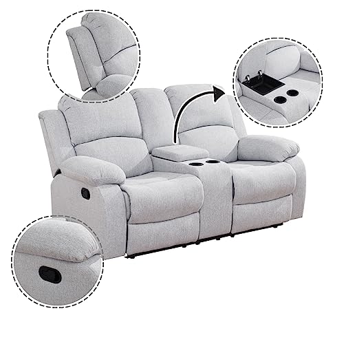 Caberryne Recliner Sofa Sets,Recliner Loveseat Sofa for Living Room Furniture Set,Microfiber Reclining Loveseat Couch,Wall Hugger Double Recliner for House/Office/Theater Seating(Loveseat Recliner)
