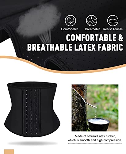 FeelinGirl Women Short Torso Latex Waist Trainer Corset Waist Trainer Breathable Waist Trimmer Hourglass
