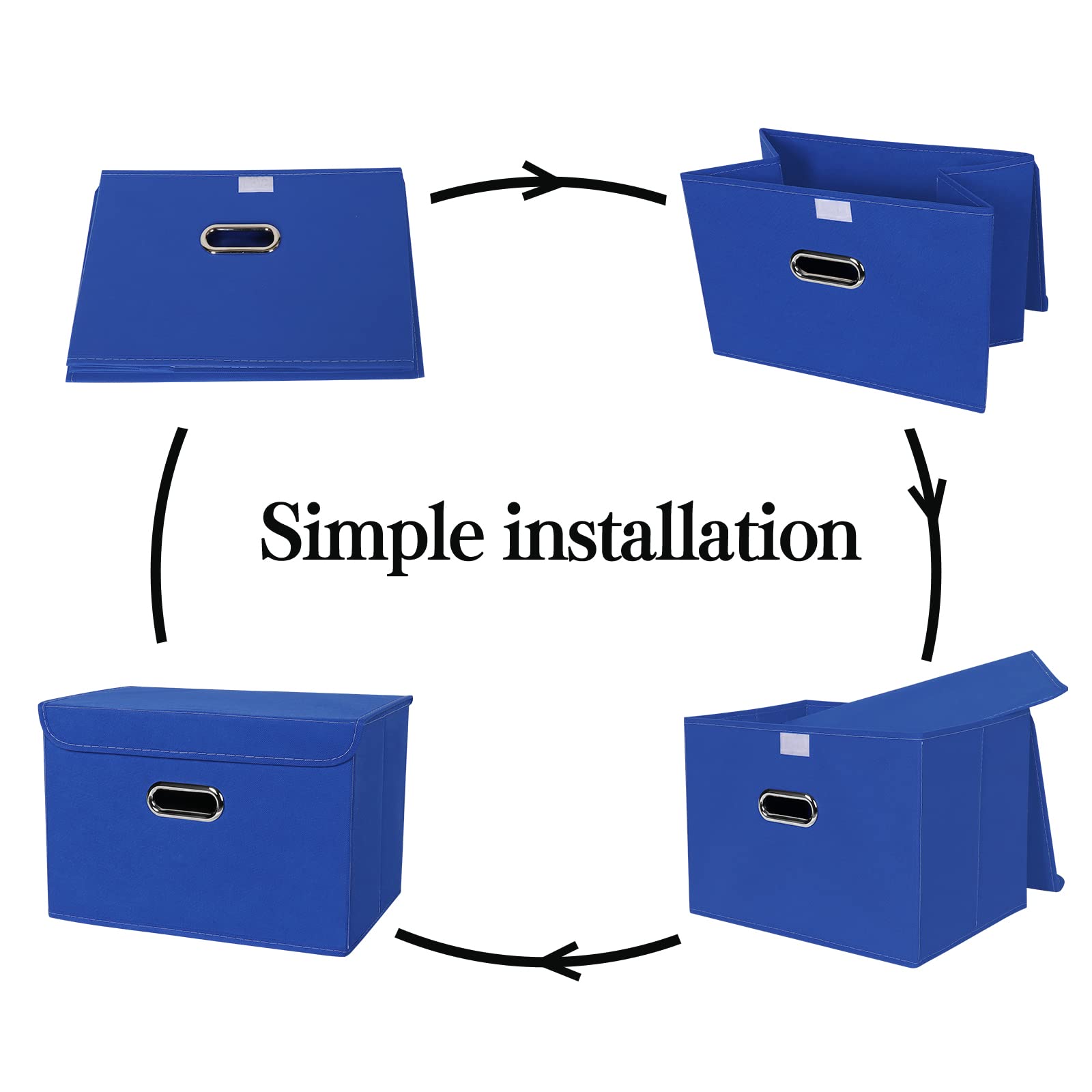 Yunkeeper Fabric Storage Bins with Lids Closet Organizers Foldable Cubes Basket with Handles Cube Boxes for Home ,Dark Blue