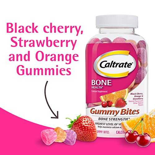 Caltrate Gummy Bites 500 mg Calcium and Vitamin D Supplement, Black Cherry, Strawberry, Orange - 100 Count