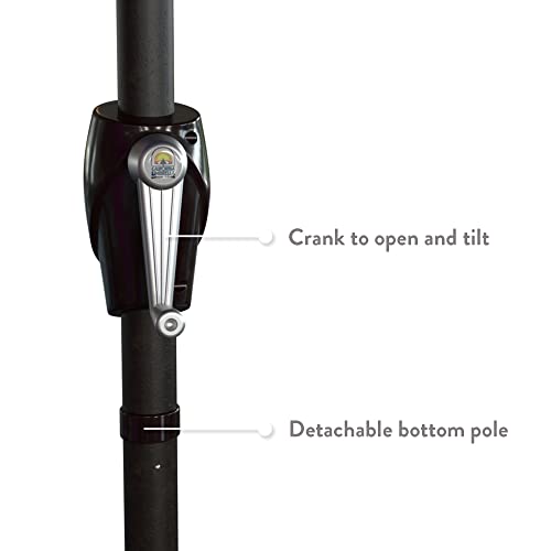 California Umbrella 9' Round Aluminum Patio Umbrella, Crank Lift, Auto Tilt, Bronze Pole, Terracotta Olefin