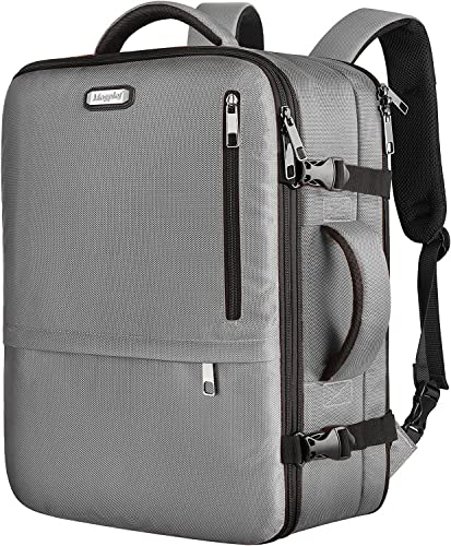 Carry on Travel Backpack, 40L-50L Airplane Flight Approved Backpack for Women Men, Extra Large Expandable Water Resistant Luggage Backpack Daypack Perfect Fit for 17 17.3 18 18.4 Inch Laptop, Grey