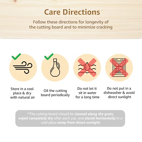 CUSTOMGRIPS BY SISO SAFETY Hinoki Wooden Cutting Board, Premium Grade Reversible Cutting Board Made of Cypress Wood, Multipurpose Chopping Board for Meat, Vegetables and Charcuterie