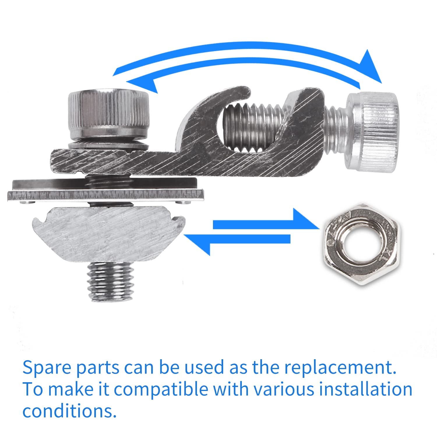 8Sets Solar Panel Photovoltaic Bolt-On Coupling Earthing Ground Lug Cable Clamp Ground Clamp with Lay in Lug for Bare Wire and Pipe