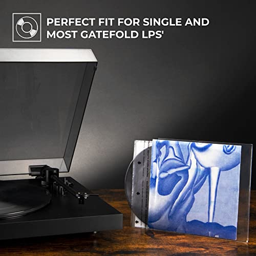 BIG FUDGE 25x Vinyl Record Outer Sleeves 12" LP | Durable & Wrinkle-Free | Crystal Clear & Made from High-Density Polypropylene | 3 mil Thick, 12.75β x 12.75β | Fits Most Gatefolds and Double LPs