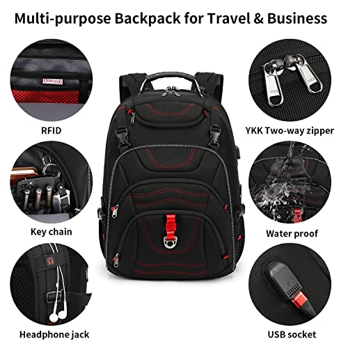 Boniyee Laptop Backpack for Men - Travel Backpack with USB Charging Port for Daily Commutes and Travel -College Backpack Men - Gifts for Men - Waterproof - Black