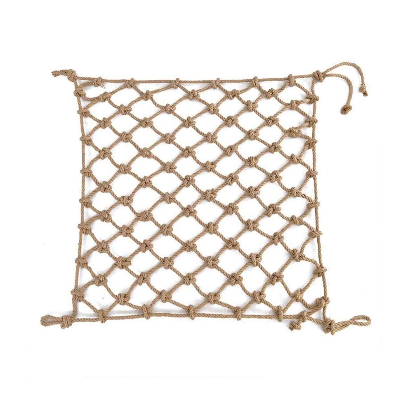 Waterproof Hemp Rope Net, Children Outdoor Climbing Net, Child Safety Net, Balcony Stairs Garden Protection Net Ceiling Hanging Bridge Decorative Hemp Rope 1x5m (Size : 1 * 2m(3 * 7ft))