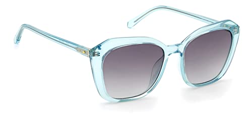 Fossil Women's Female Sunglass Style FOS 3116/S Rectangular, Crystal Teal/Gray Shaded, 54mm, 17mm
