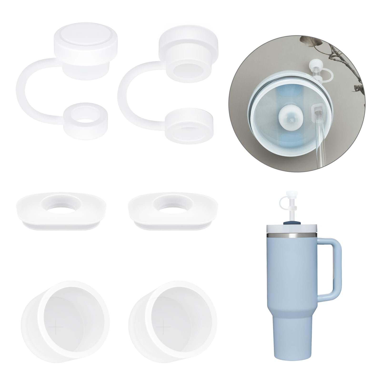 Airboat Silicone Spill Proof Stopper Set for Stanley H2.0 40oz 30oz Tumbler, Leak Proof Straws Topper Cover Cap Tumbler Accessories Compatible with Stanley Mug Cup