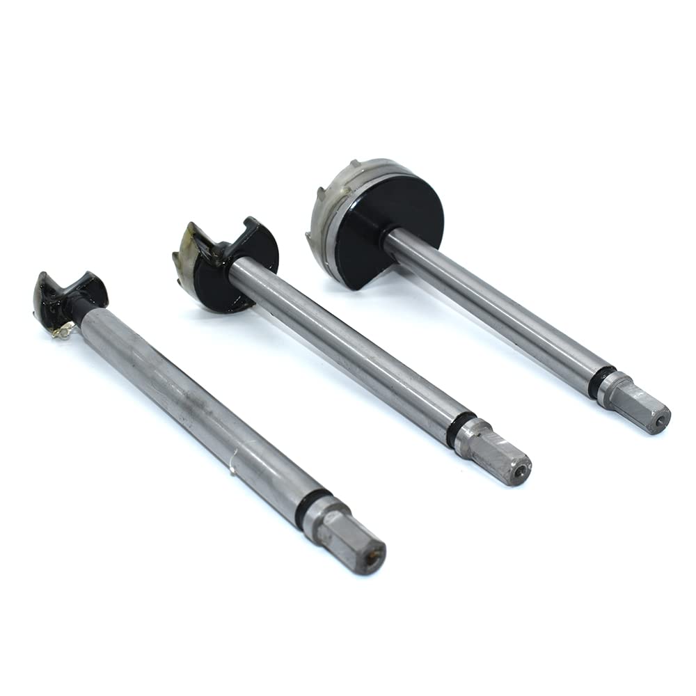 Big Horn 70164 Carbide Tipped Spur Bit Set (1 Inch, 1-1/2 Inch & 2-1/8 Inch Bits) - 1/2 Inch Shank with 3/8 Inch Hex End