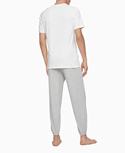 Calvin Klein mens 100% Cotton 3 Pack Short Sleeve Slim Fit V Neck, white - Large
