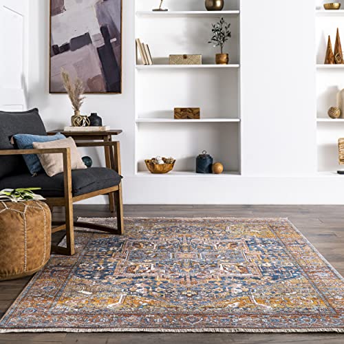 nuLOOM Harriet Vintage Medallion Fringe Area Rug, 3' x 5', Rust