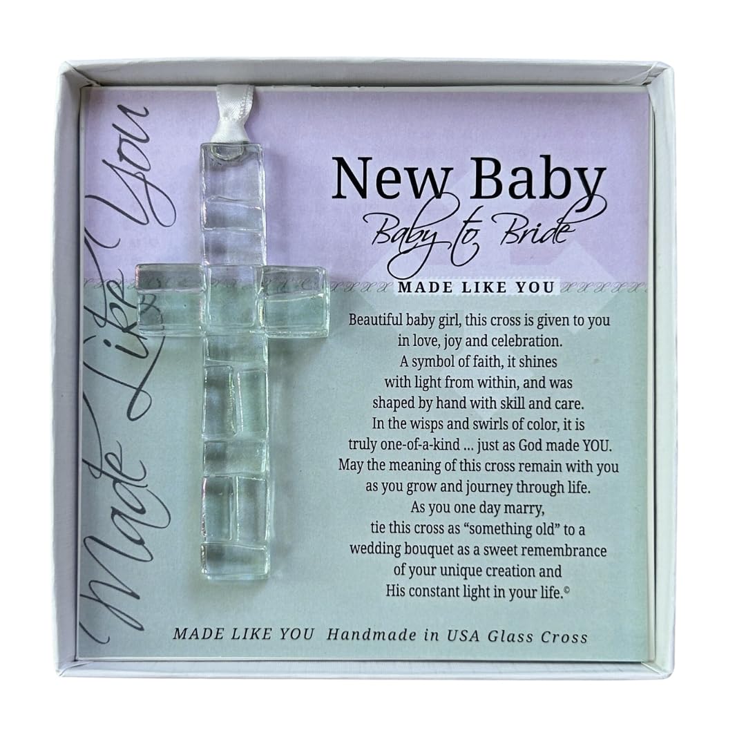 The Grandparent Gift Baby to Bride Glass Cross Keepsake Gift for Girl, Clear