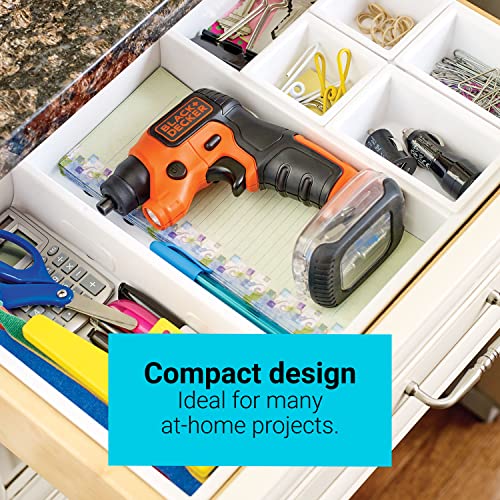 BLACK+DECKER LightDriver 4V MAX* Cordless Screwdriver with Storage PAK (BDCSFS30C)