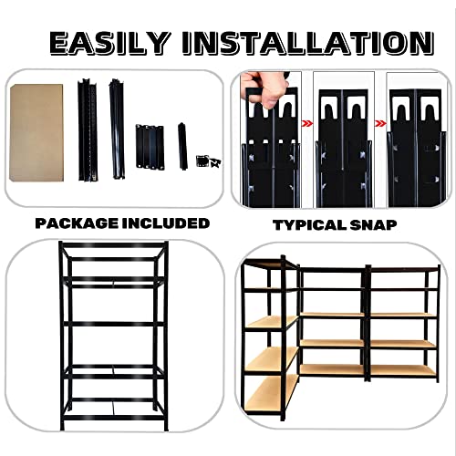 QiMu 5-Tier Heavy Duty Metal Shelving,Metal Storage Shelves, 59" x 28" x 12" Racking Storage Unit,for Home Office Garage Kitchen Bathroom Organization