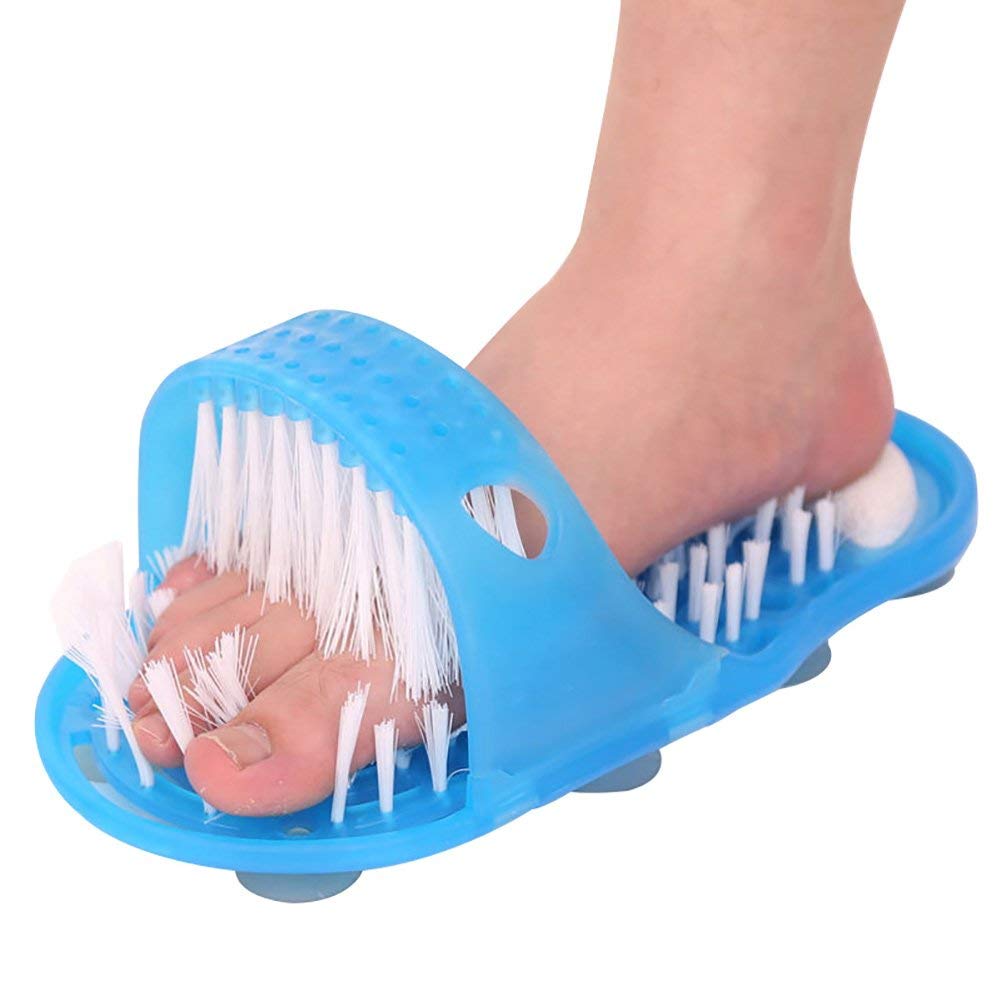 Messar Bathroom Shower No Bending Feet Brush Foot Cleaning Bristle Slipper Washer Bath Scrubber Massager Stick on Floor