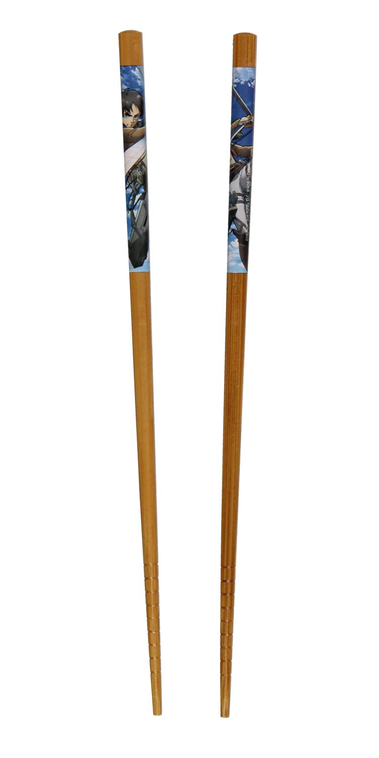 Attack On Titans Bamboo Set Of 2 Collectible Anime Chopsticks 8.85 Inches Long Gift Set
