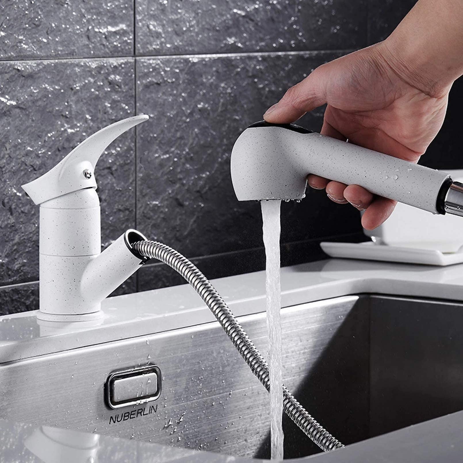 Bathtub Deck Mount Brass Kitchen Faucets Mixers Single Handle White Pull Out Kitchen Water Tap