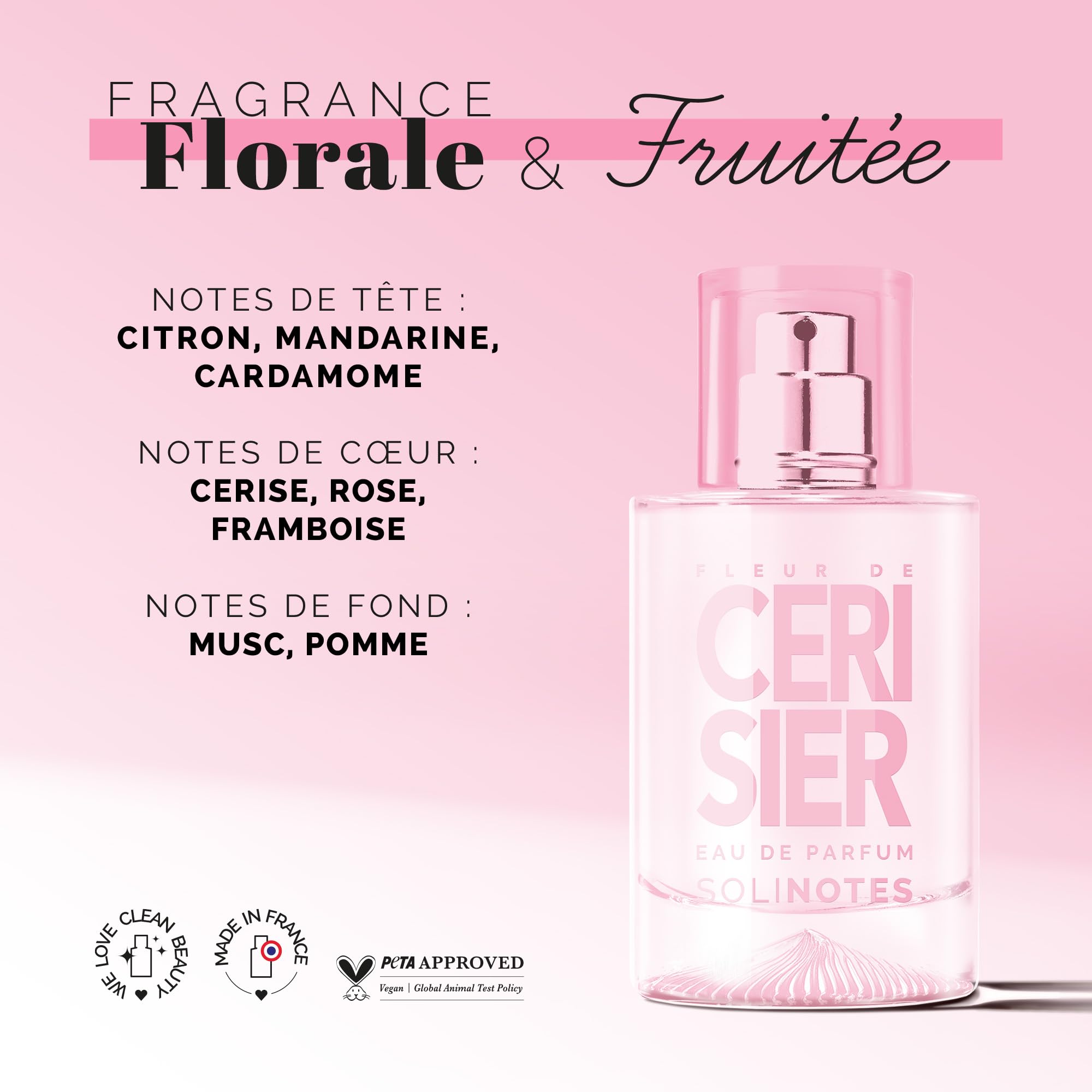 SOLINOTES Cherry Blossom Perfume for Women - Eau De Parfum | Delicate Floral and Soothing Scent - Made in France - Vegan - 1.7 fl.oz