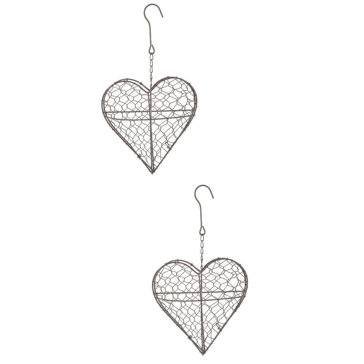 Angoily 2pcs Hanging Planter Heart Shaped Flower Basket Vintage Succulent Pot Outdoor Bonsai Holder for Balcony Garden Wedding (Brown)