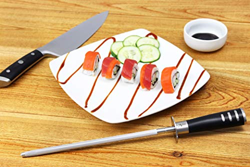 Professional Honing Steel (10” or 12”), Magnetized for Safety, No Rust, No Cheap Plastic! Noble’s Knife Sharpener Has an Oval Handle for a Firm Grip and is Built For Daily Use, Perfect for Chefs!