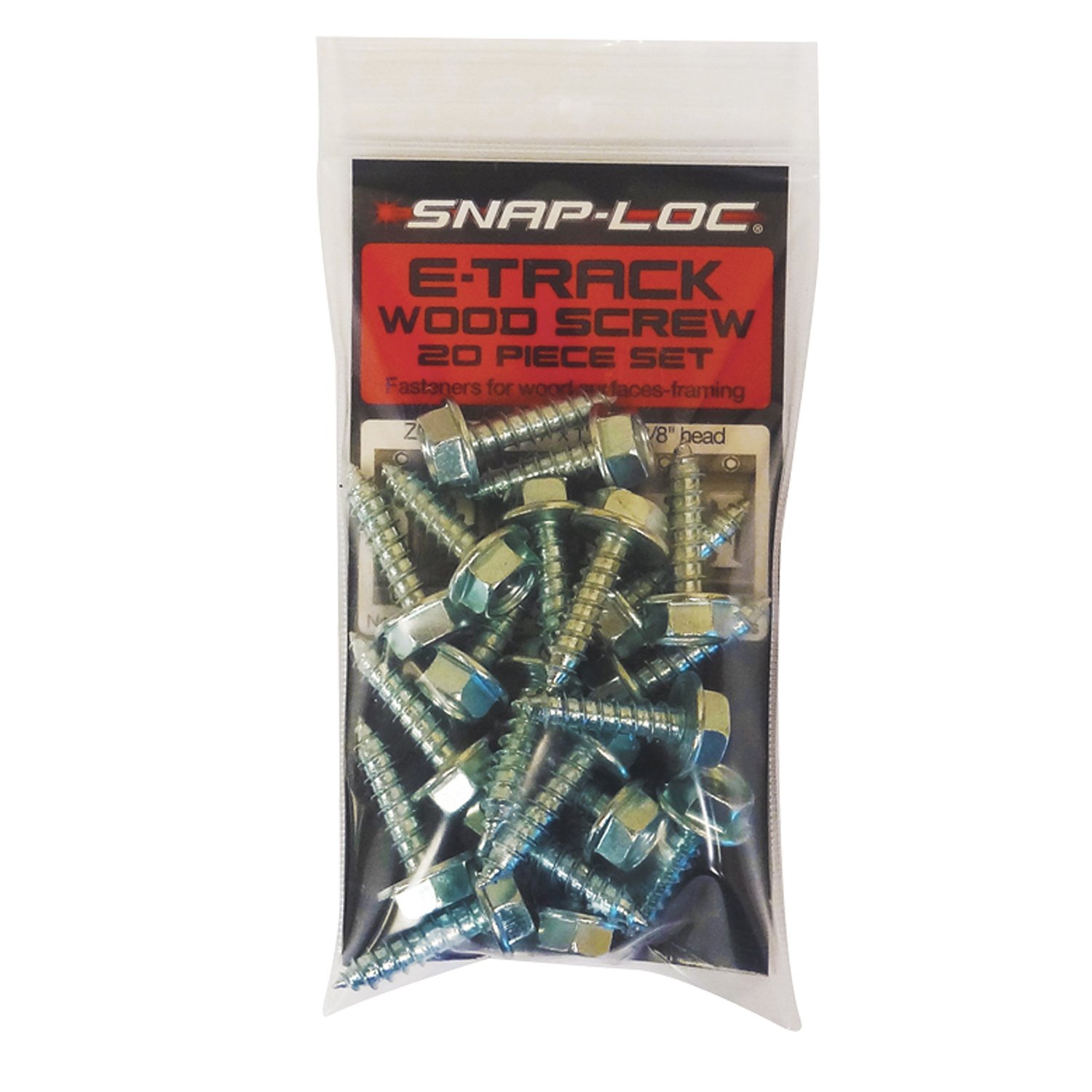 SNAP-LOC E Track Screws for Wood, E Track Fastener Set, Industrial-Strength Heavy Duty Zinc Plated Screws, 1/4"x1" Lag Screws, 7/16” Hexagon Socket Head, 20 Pcs
